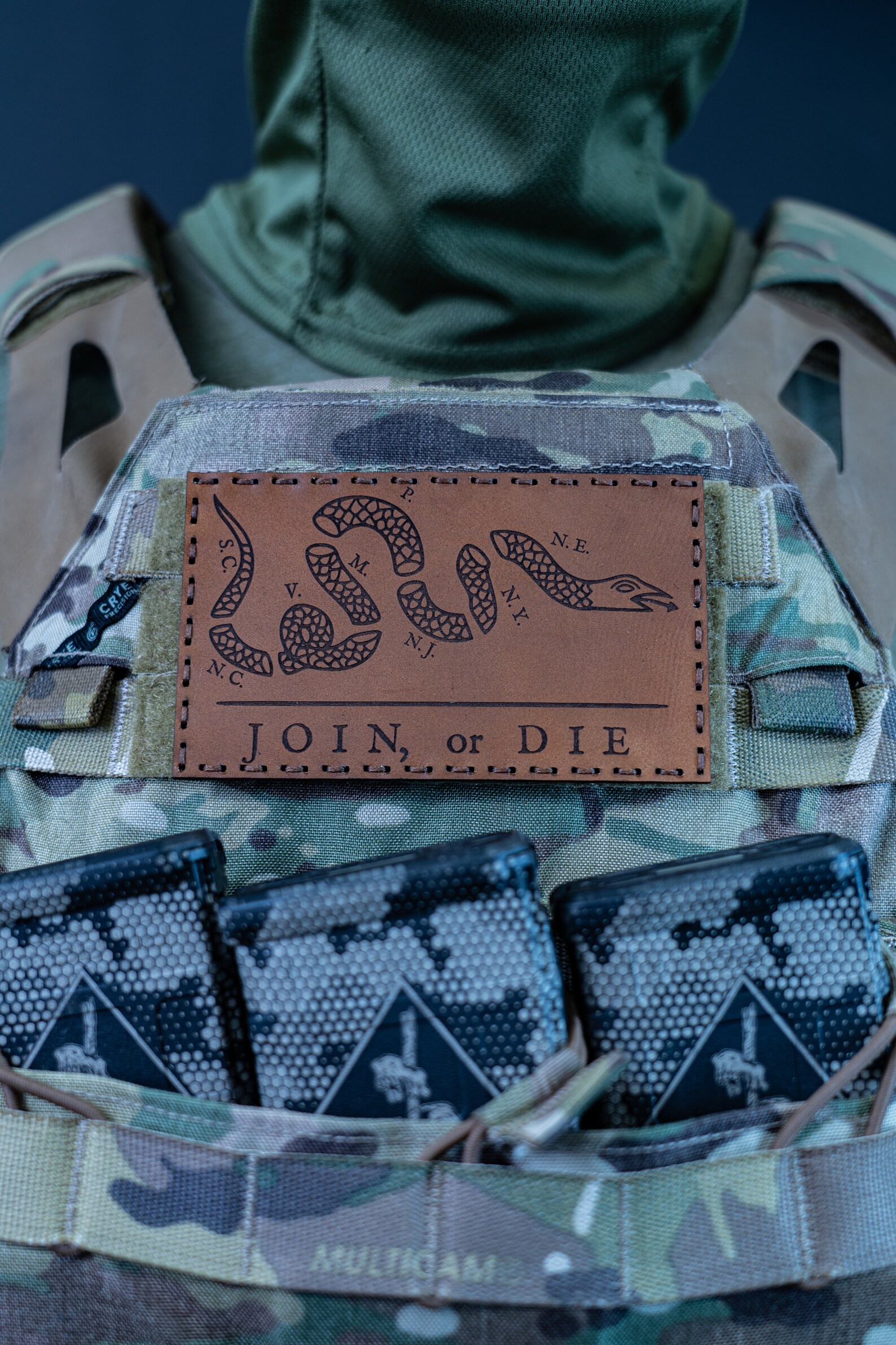 Leather Patch | Join or Die Patch | Morale Patch | Military | Airsoft | Hook Backing | Laser ...