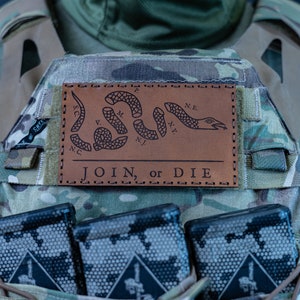 Leather Patch | Join or Die Patch | Morale Patch | Military | Airsoft | Hook Backing | Laser ...
