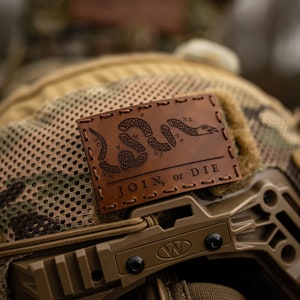 Leather Patch | Join or Die Patch | Morale Patch | Military | Airsoft | Hook Backing | Laser ...