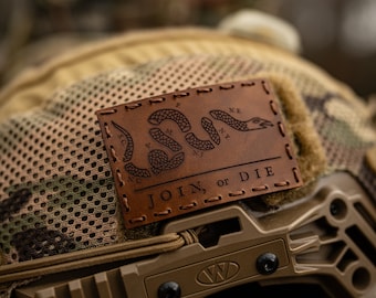 Leather Patch Join or Die Patch Morale Patch Military Airsoft Hook ...