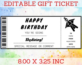 Skydiving Birthday Card Template - Etsy
