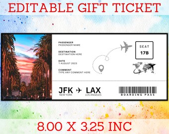 Printable Los Angeles Plane Ticket - Etsy