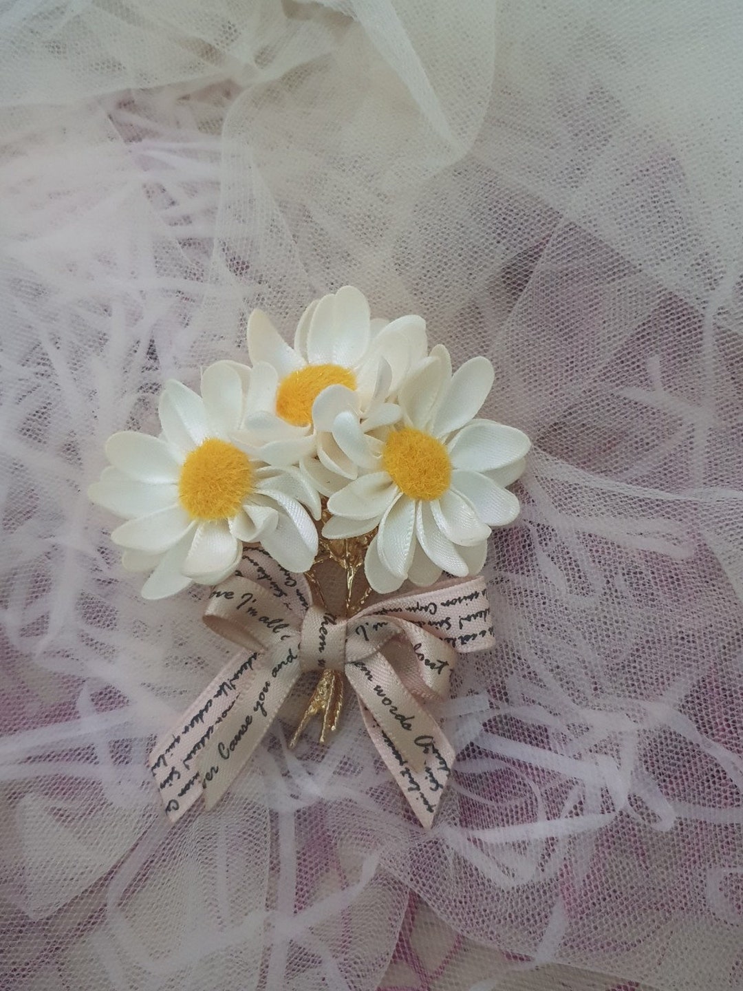 Flower Brooch Pin Mini Daisy Handmade From Vietnamese Woman Yoberi ...