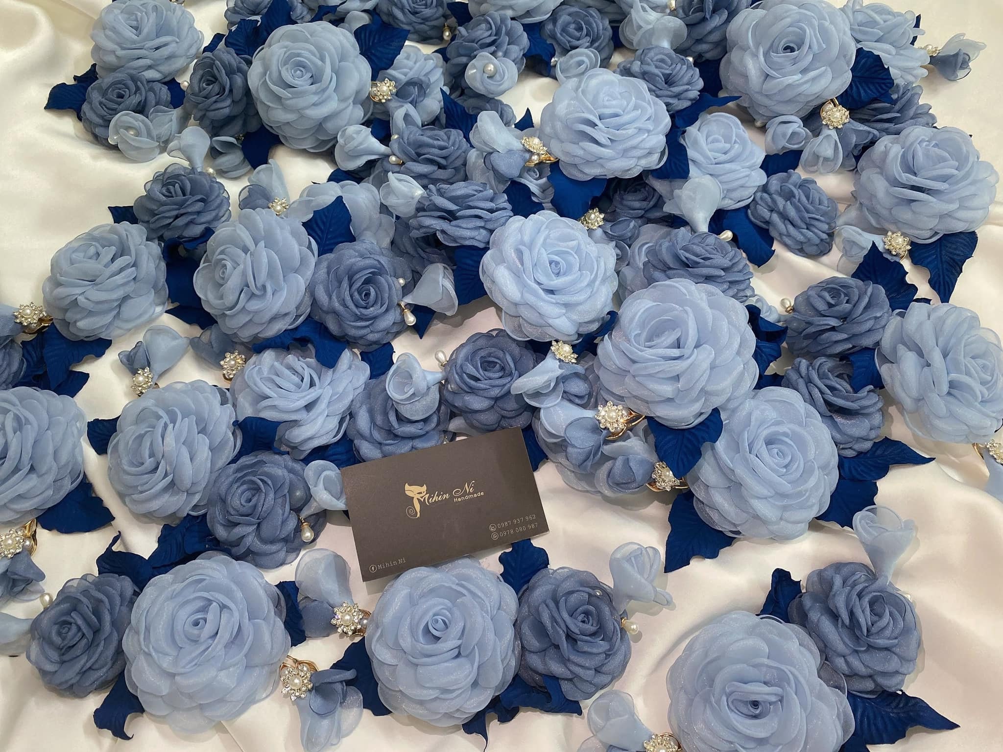 Deep and Light Blue Brooch - Luxury Gift for Her - Flower Brooch ...