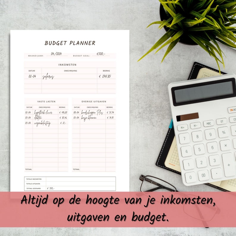 Easy Editable Monthly Budget Planner Template, Printable Dutch Budget ...