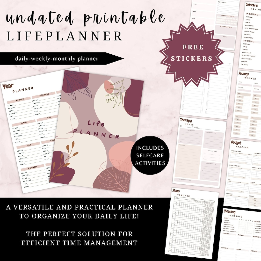 Printable Daily Life Planner - Daily Weekly Organizer, Self-care ...