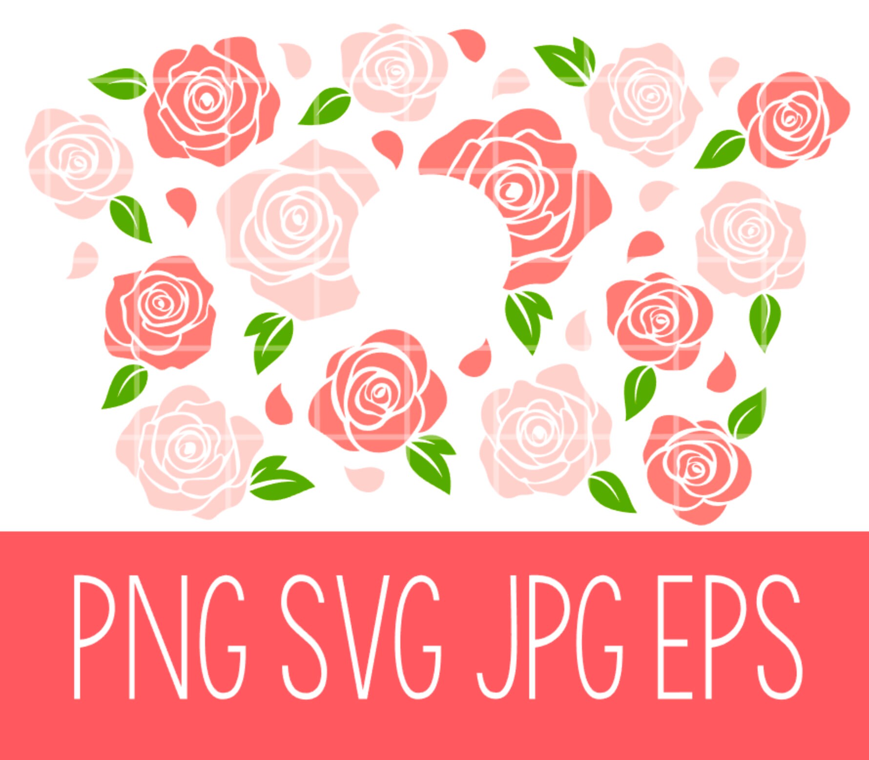 Rose Full Wrap Svg Venti Cup Decal Svg Coffee Ring Svg Cold - Etsy