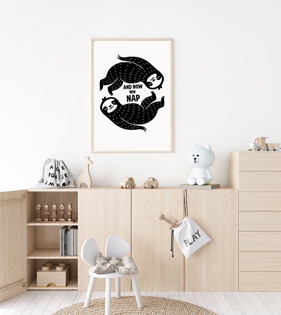 And Now We NAP Hand Illustrated Sloth Animal Art for Childrens Room ...