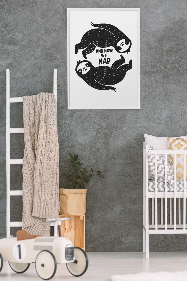 And Now We NAP Hand Illustrated Sloth Animal Art for Childrens Room ...