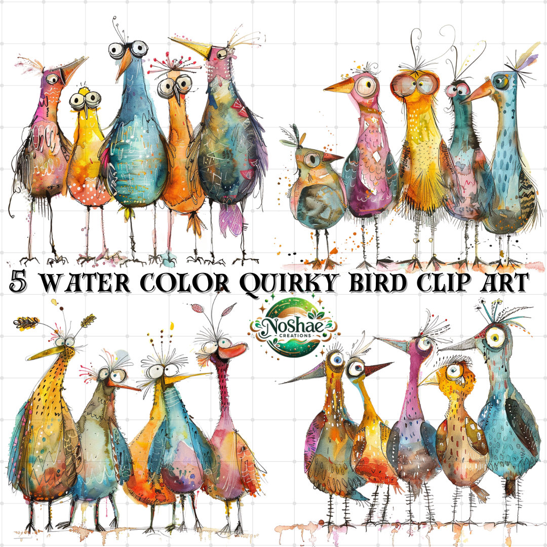 Quirky & Colorful Whimsical Watercolor Bird Illustrations - Perfect for ...