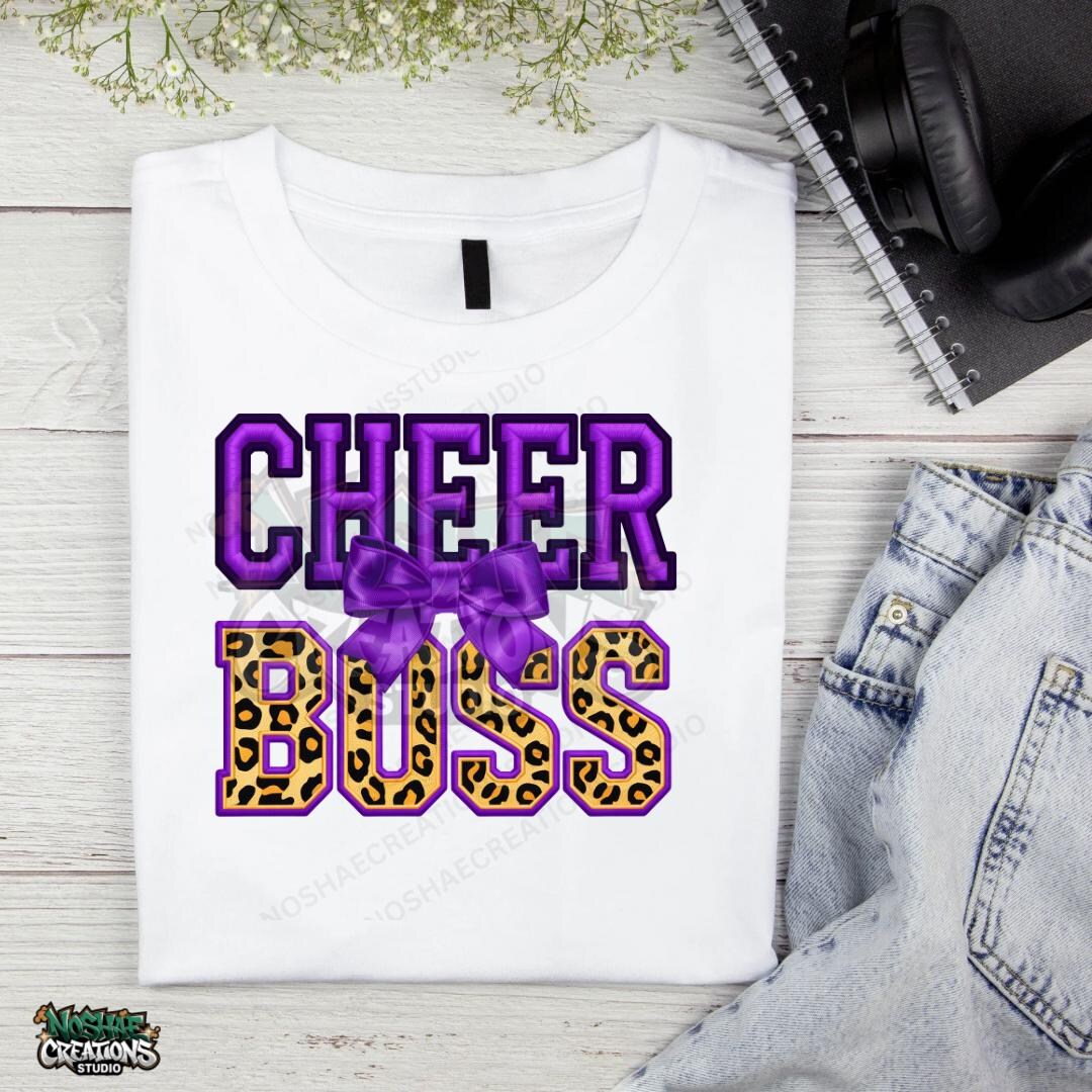 Cheer Boss Bundle Pngs | 5 Varsity Letters Embroidered Look Cheer Bow ...