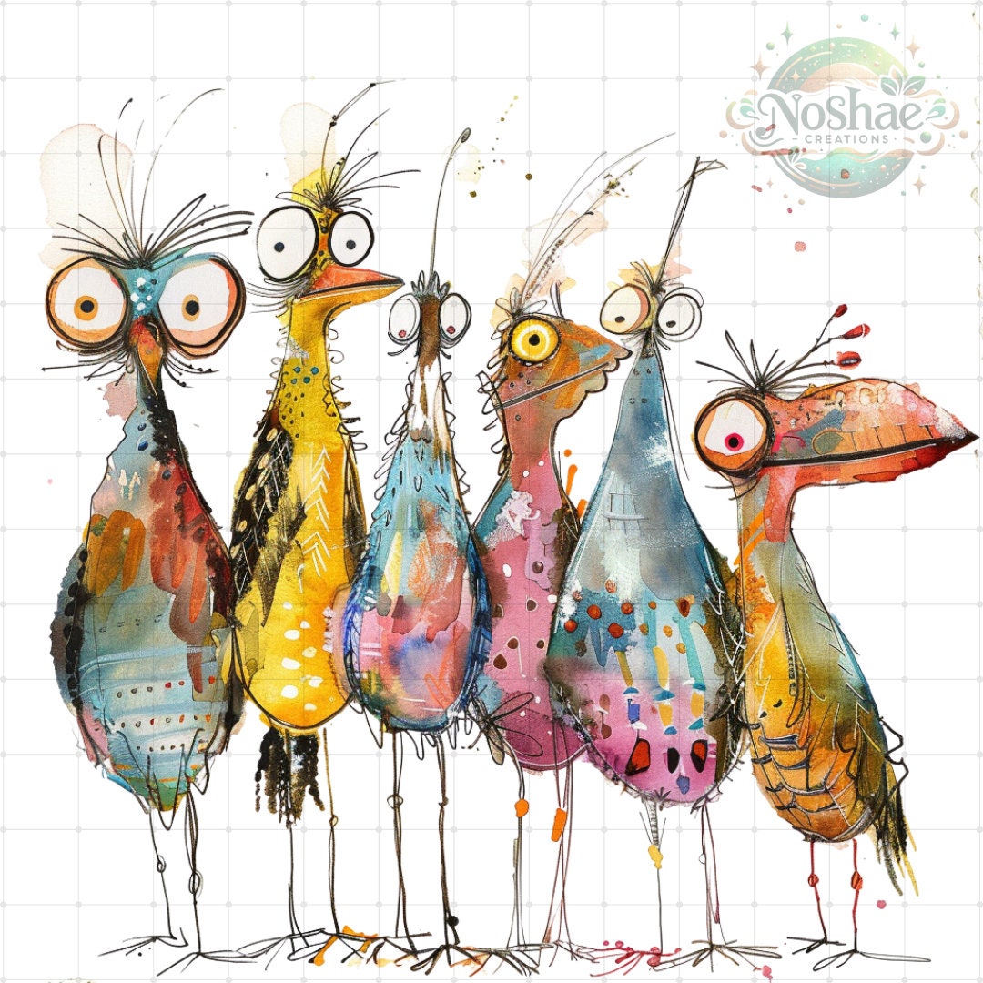 Quirky & Colorful Whimsical Watercolor Bird Illustrations - Perfect for ...