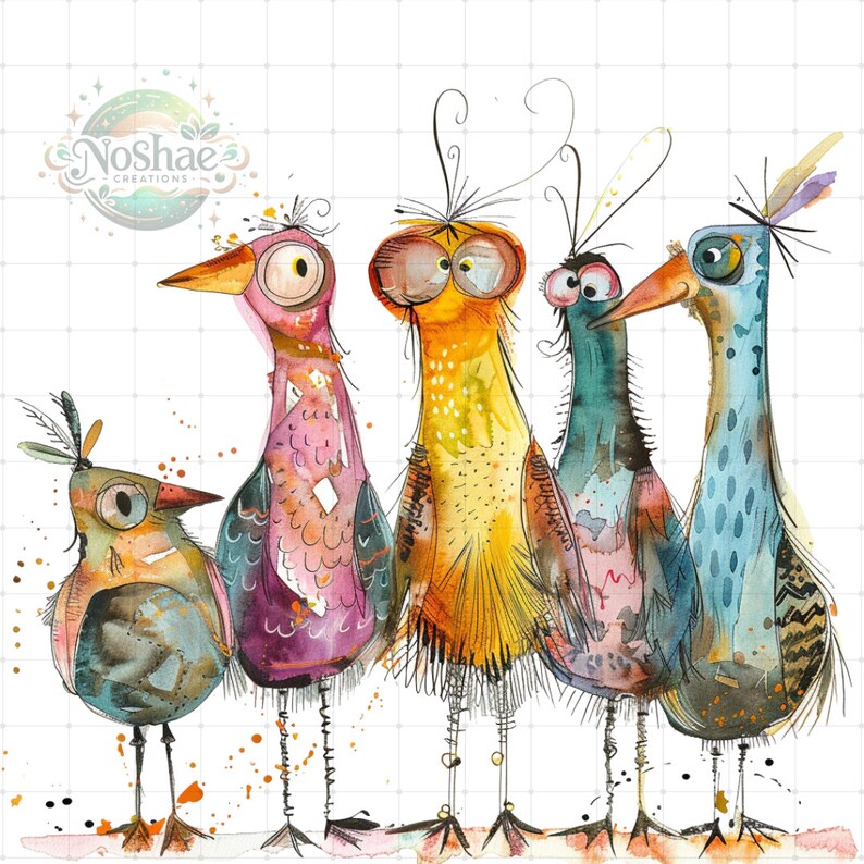 Quirky & Colorful Whimsical Watercolor Bird Illustrations - Perfect for ...