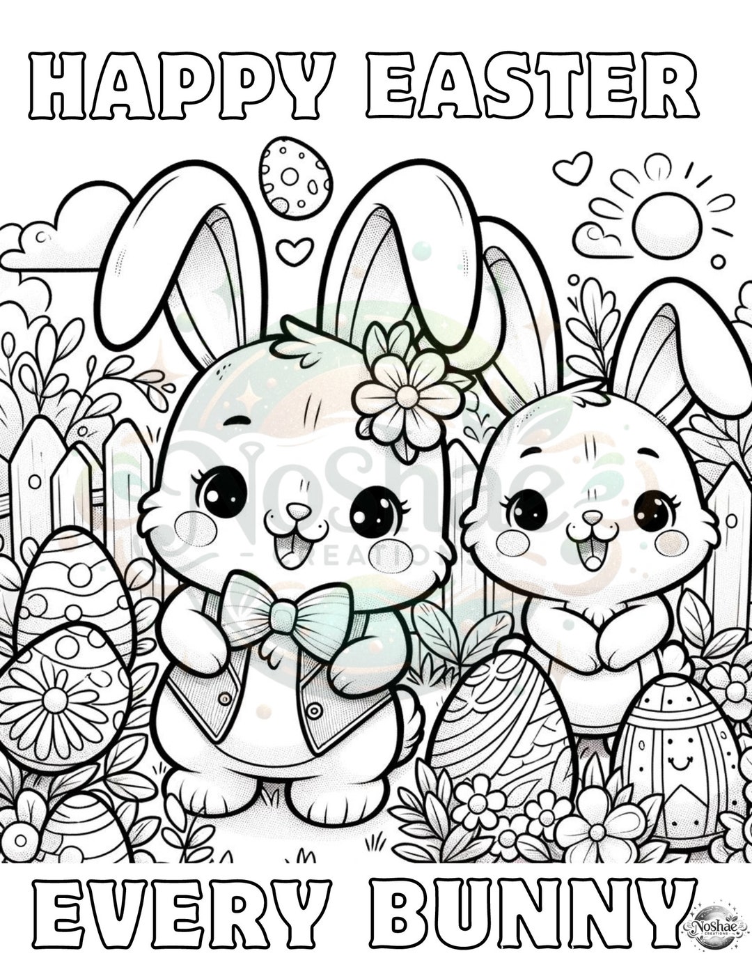 Whimsical Easter Coloring Pages - Digital Download, Printable PNG, Fun ...