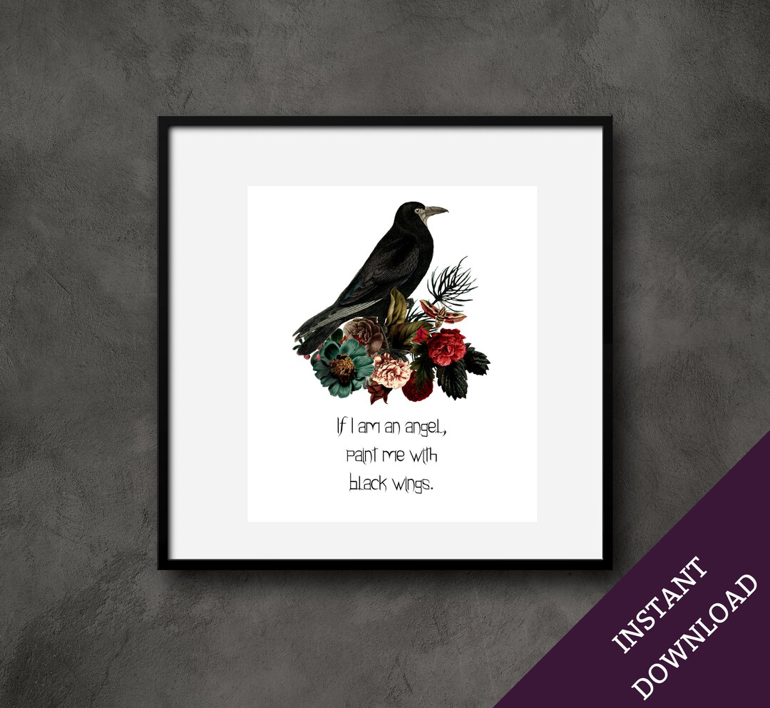 Gothic Decor Art, Fallen Angel Quotes, Raven, Dark Botany, Printable ...