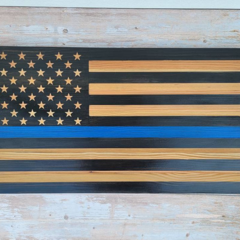Wooden Thin Blue Line Flag - Etsy