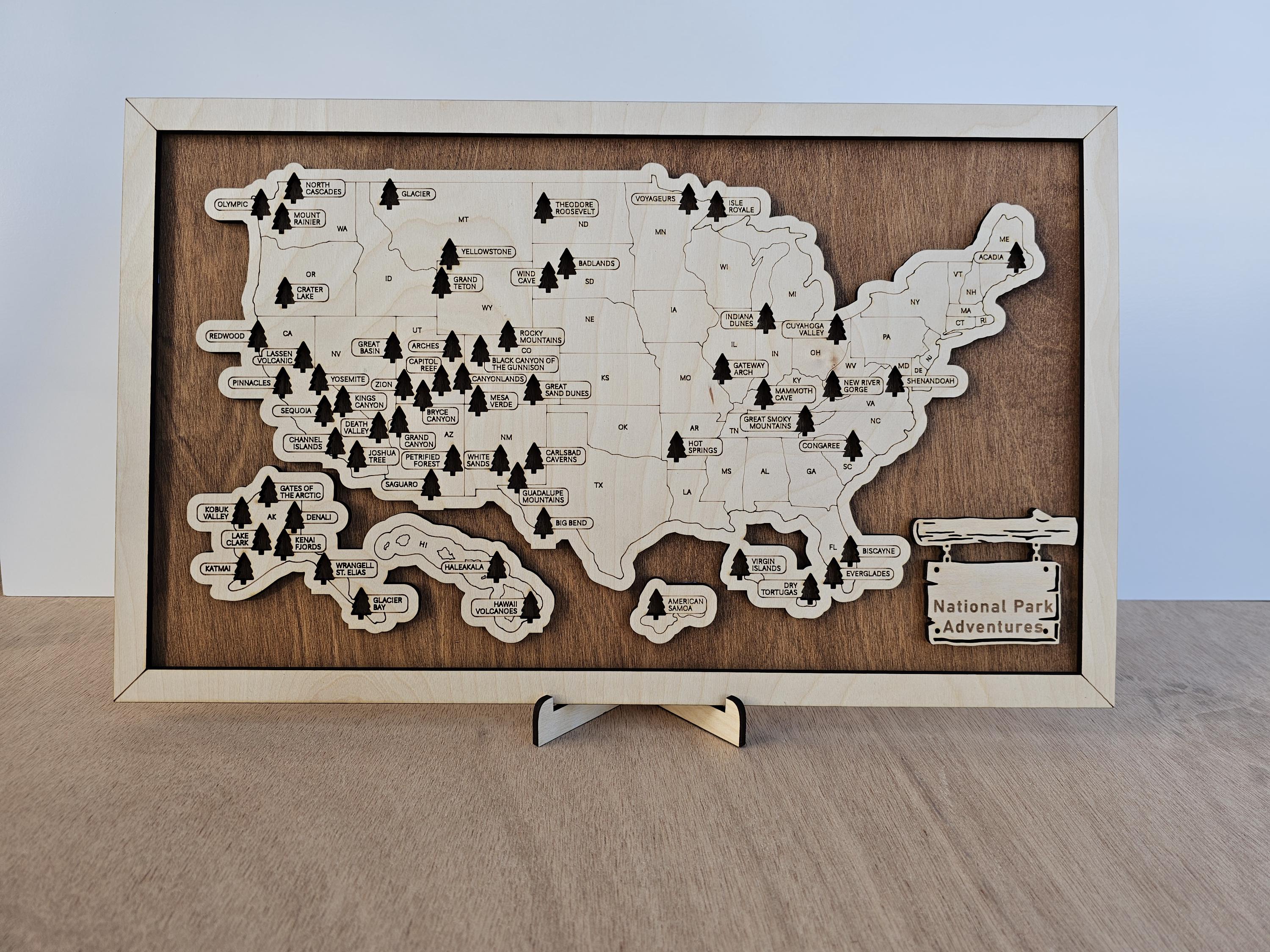 Personalized National Parks Travel Tracker Map, National Parks ...