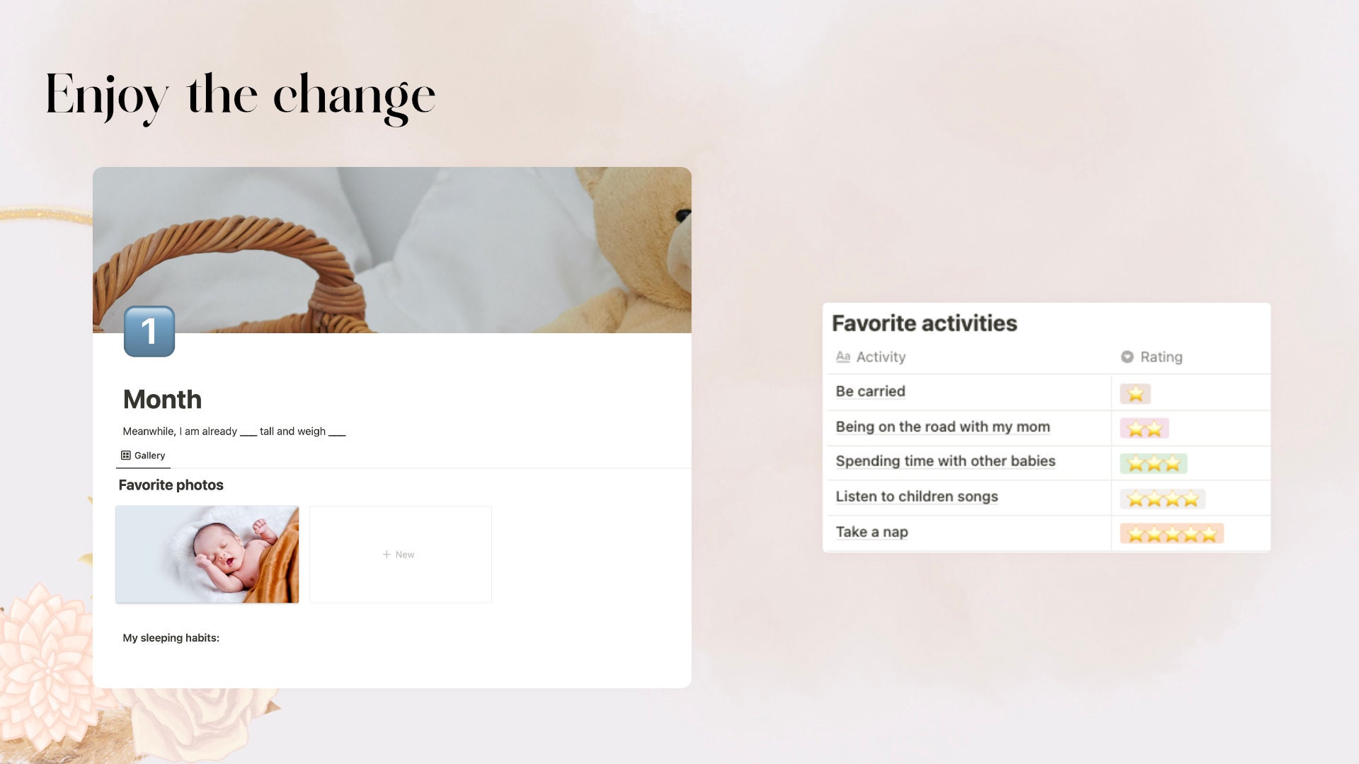 1st Year Baby Milestone Diary Notion Template: Digital Memory Log Book ...