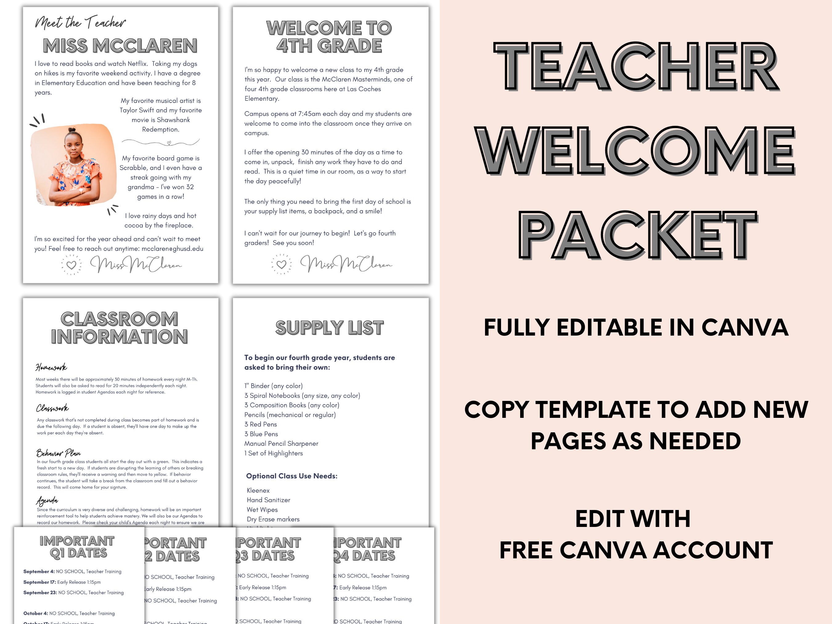 B&W Meet the Teacher Template | Meet the Teacher Editable Template ...