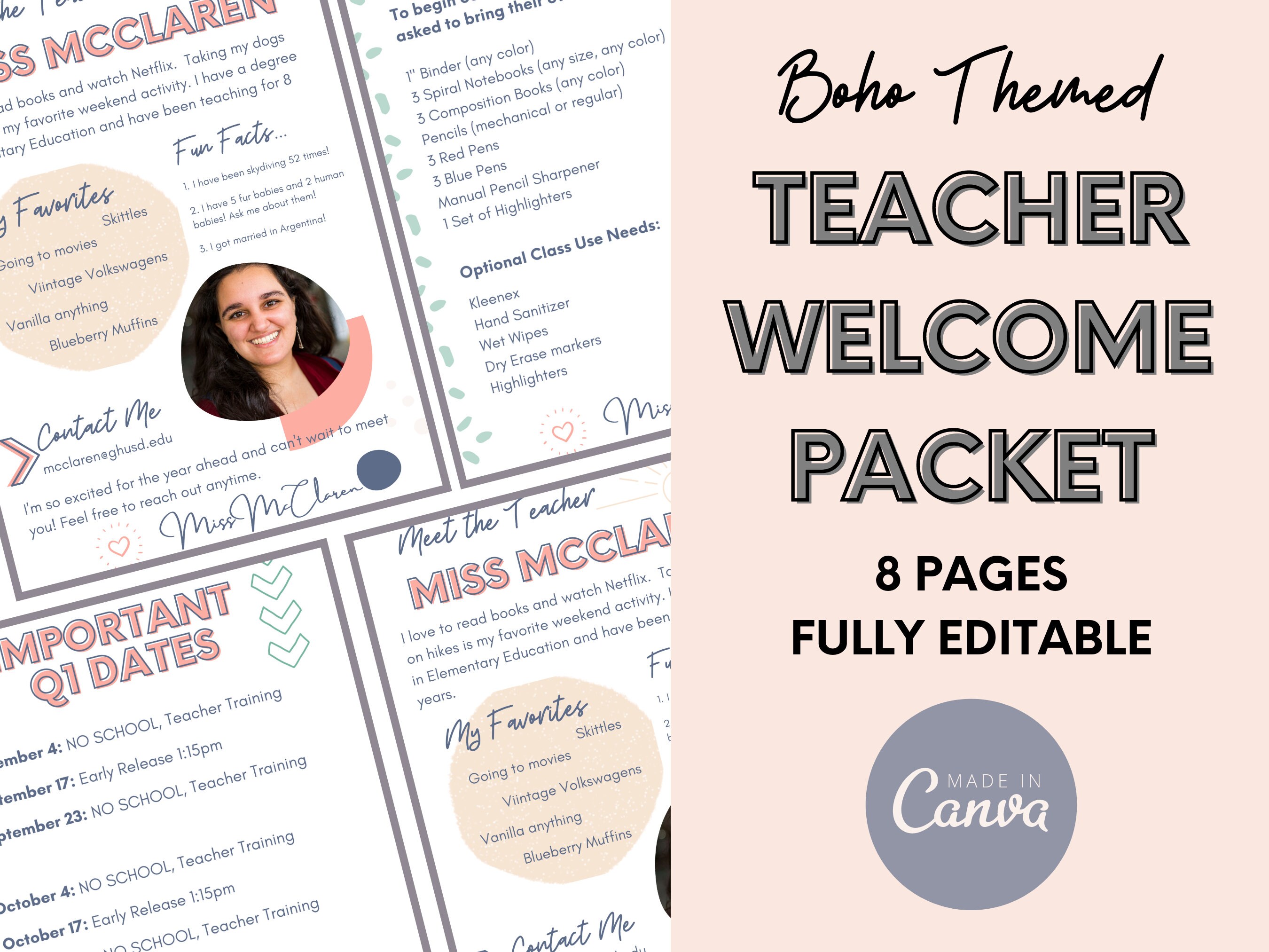 Boho Meet the Teacher Template Meet the Teacher Editable Template Meet ...