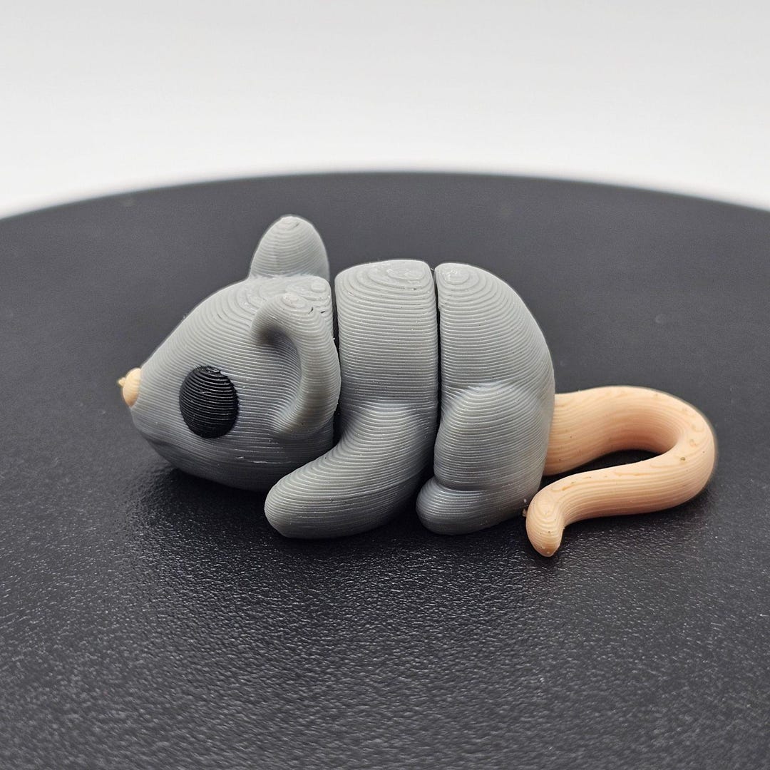 Mouse Fidget Buddy - 3D Printed Articulated Sensory Toy in Light Gray ...