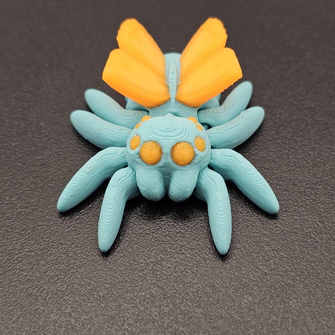 Fairy Spider Fidget Buddy - 3D Printed Sensory Toy - Teal Body, Bright ...