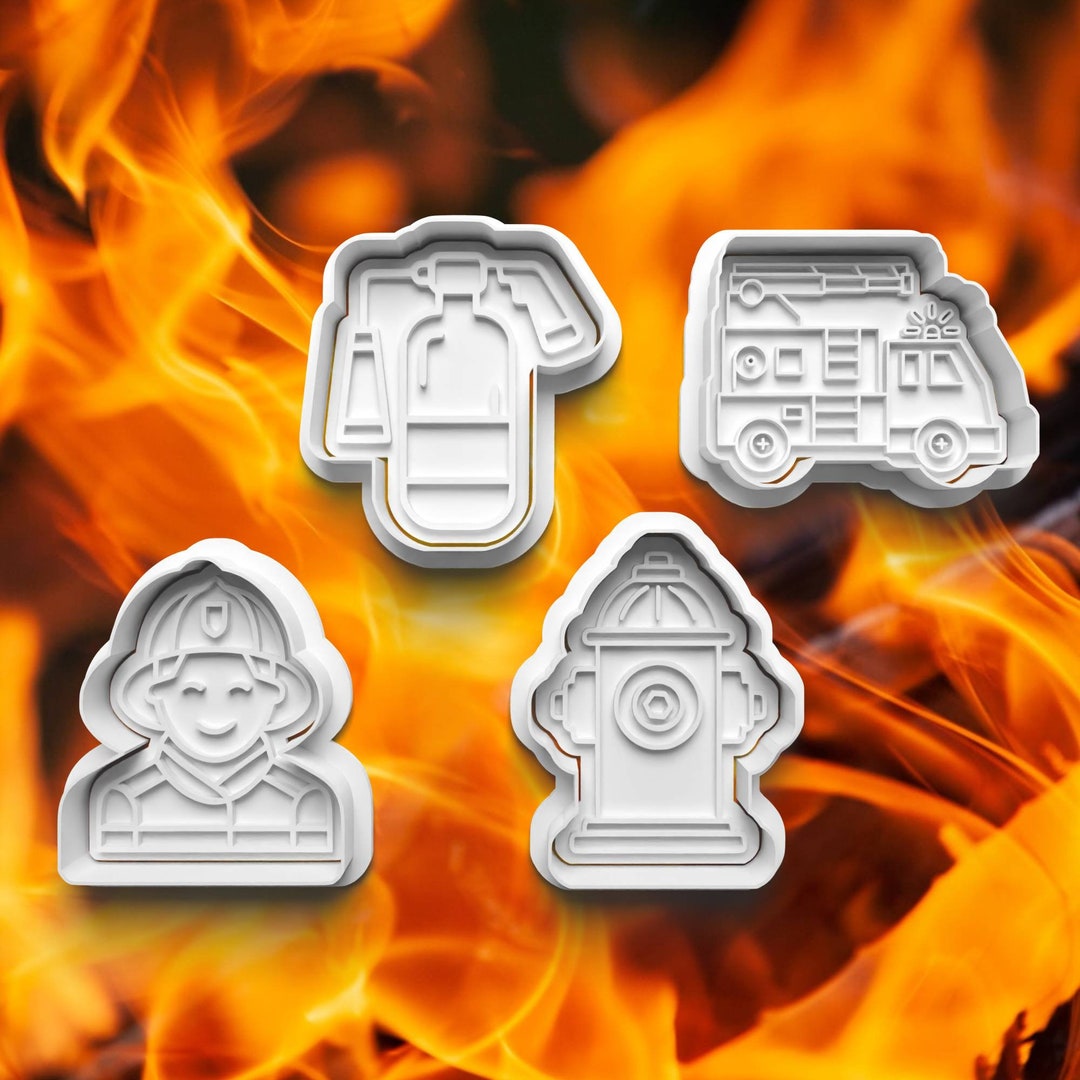 Firefighter Cookie Cutters With Stamps - Etsy