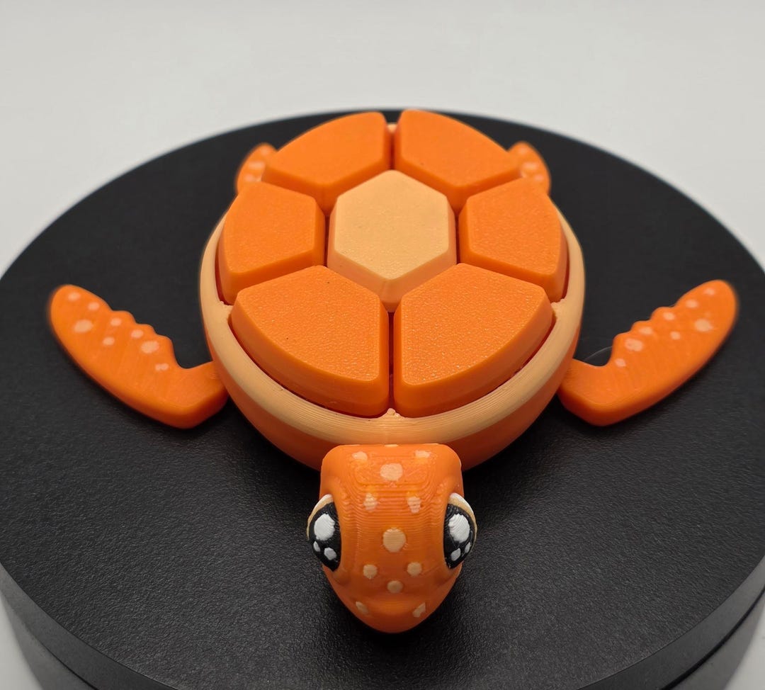 Orange Turtle Clicker | 3D Printed Articulated Fruit Sensory Toy | ASMR, ADHD & Anxiety Relief ...
