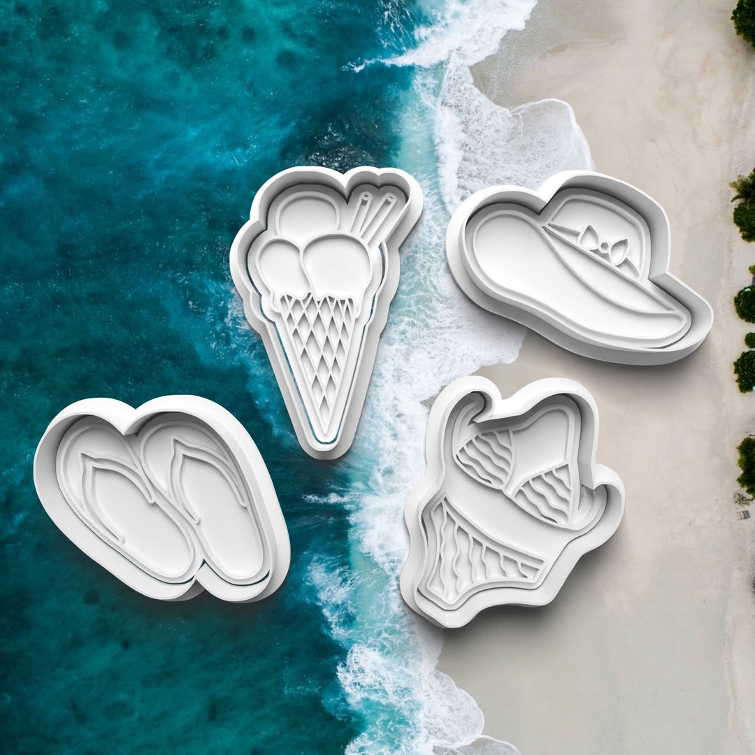Beach Cookie Cutters With Stamps Set 2 - Etsy