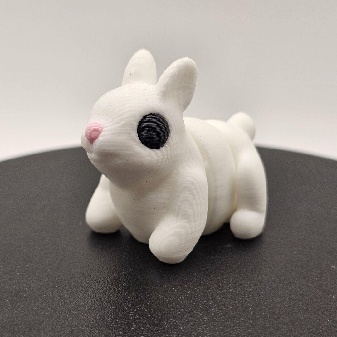 Rabbit Fidget Buddy - 3D Printed Articulated Sensory Toy in White With ...