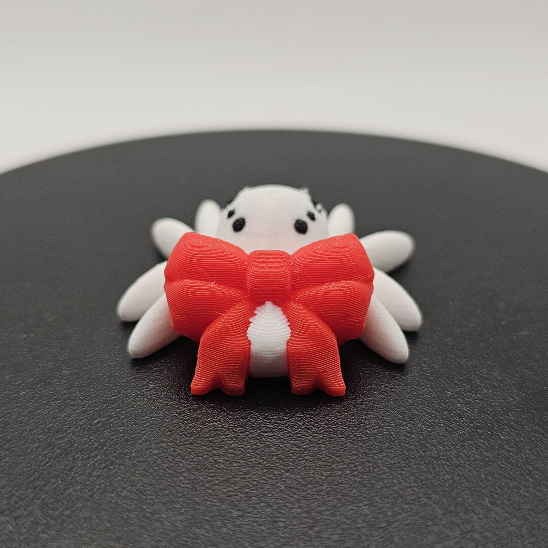 Bow Spider Fidget Buddy - 3D Printed Sensory Toy - White Spider With ...