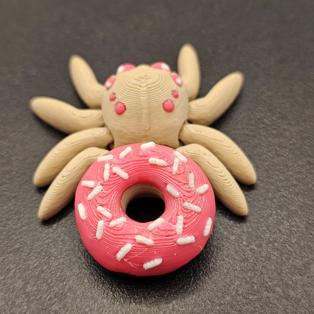 Doughnut Spider Fidget Buddy - 3D Printed Sensory Toy - Light Brown ...