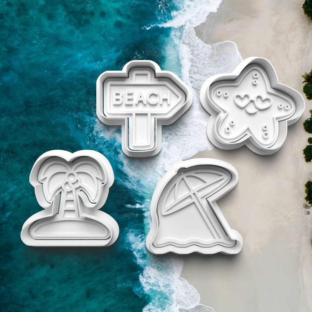 Beach Cookie Cutters With Stamps Set 1 - Etsy
