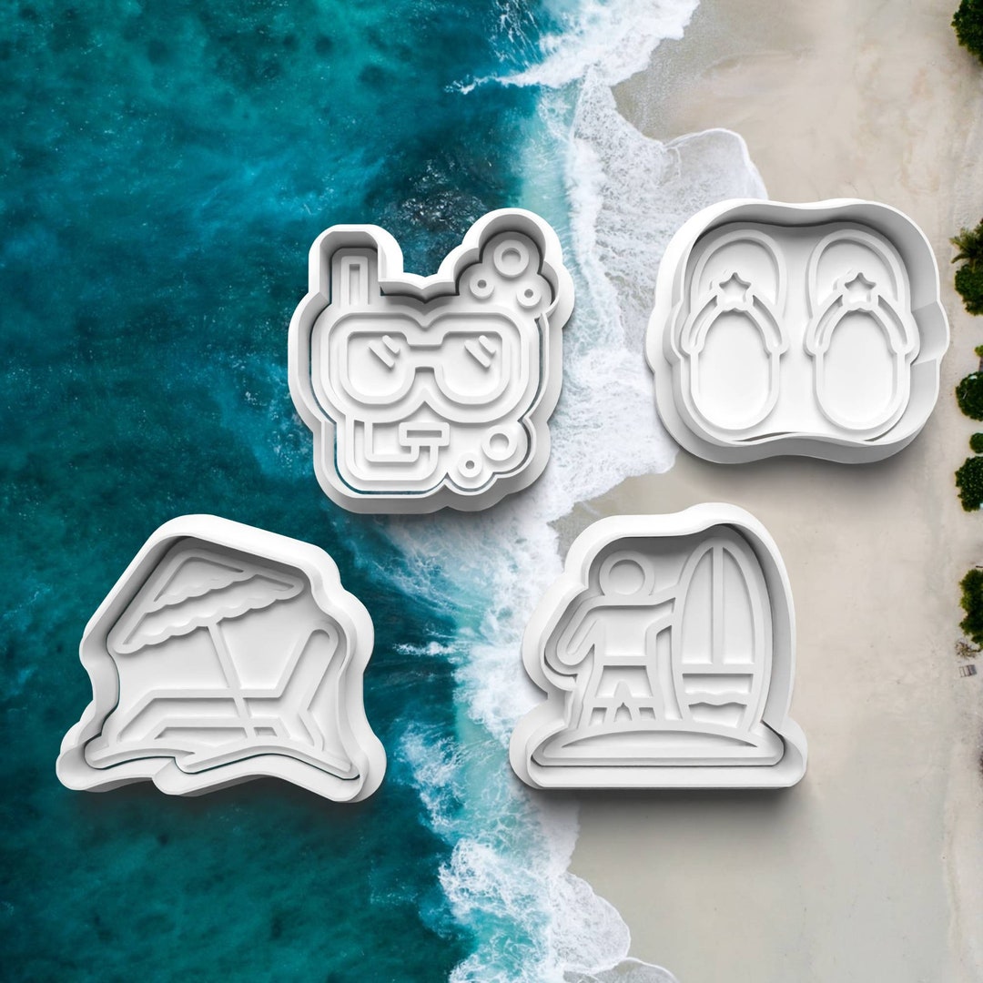 Beach Cookie Cutters With Stamps Set 3 - Etsy
