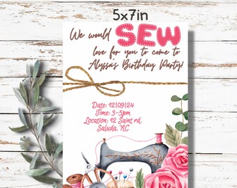 Sewing Birthday Invitation - Etsy