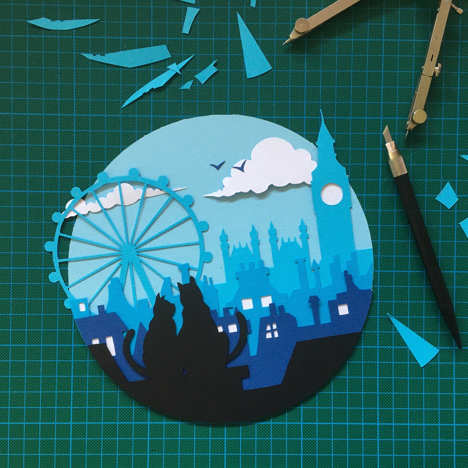 Layered Paper - Cats in London - Etsy