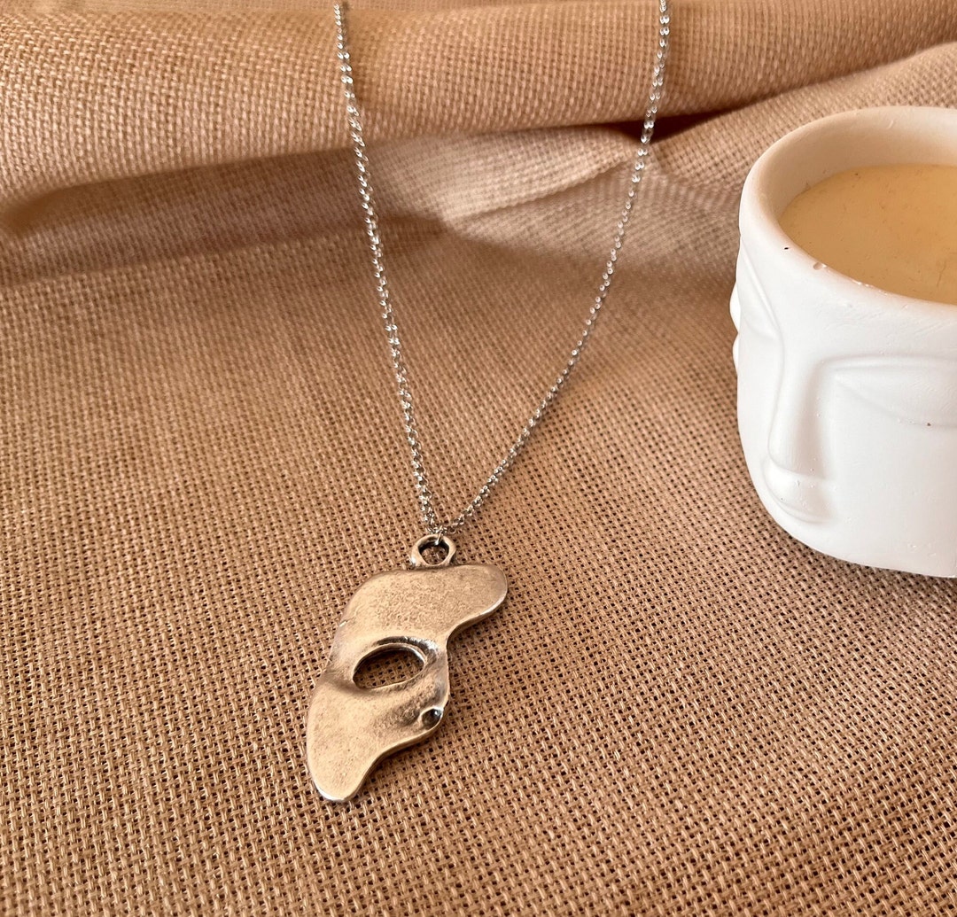 Silver Face Necklace Abstract Face Pendant Necklace Face - Etsy