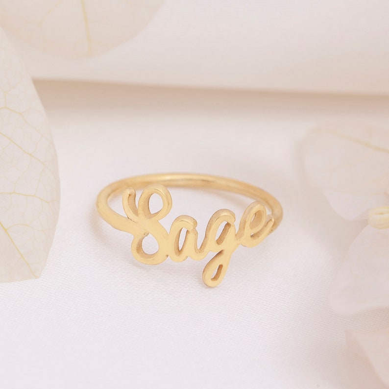 Dainty Gold Name Ring, Personalized Handwrite Name Ring, Handmade ...