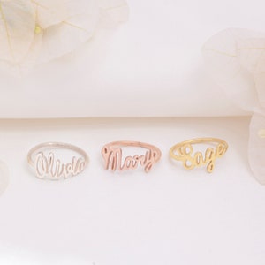 Dainty Gold Name Ring, Personalized Handwrite Name Ring, Handmade ...