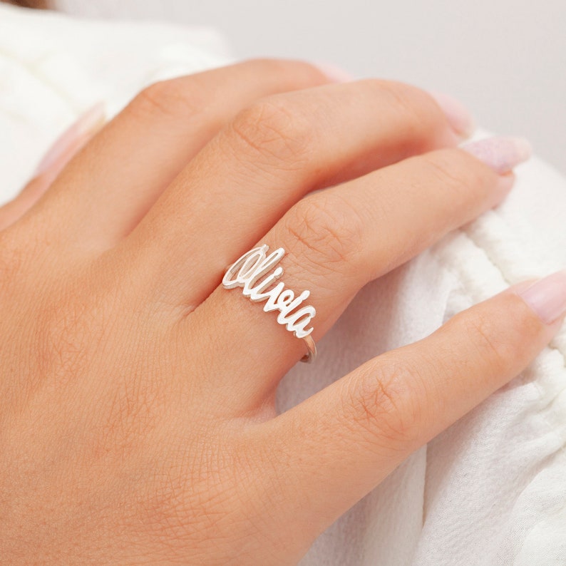 Dainty Gold Name Ring, Personalized Handwrite Name Ring, Handmade ...