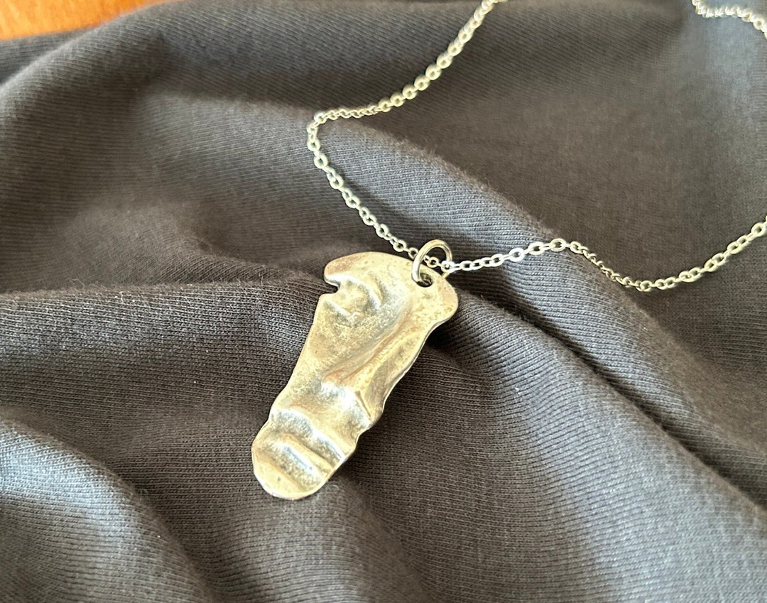 Face Pendant Necklace, Silver Face Necklace, Antique Silver Greek Face ...