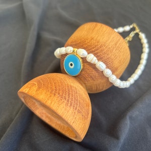 Handmade Evil Eye Pearl Necklace, Protective Evil Eye Pearl Necklace ...