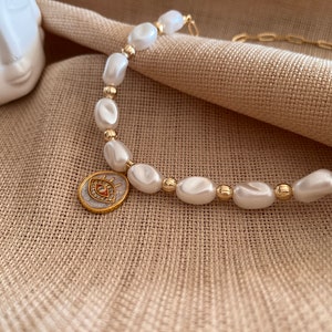 Evil Eye Pearl Necklace Gold Pearl and Evil Eye Necklace - Etsy