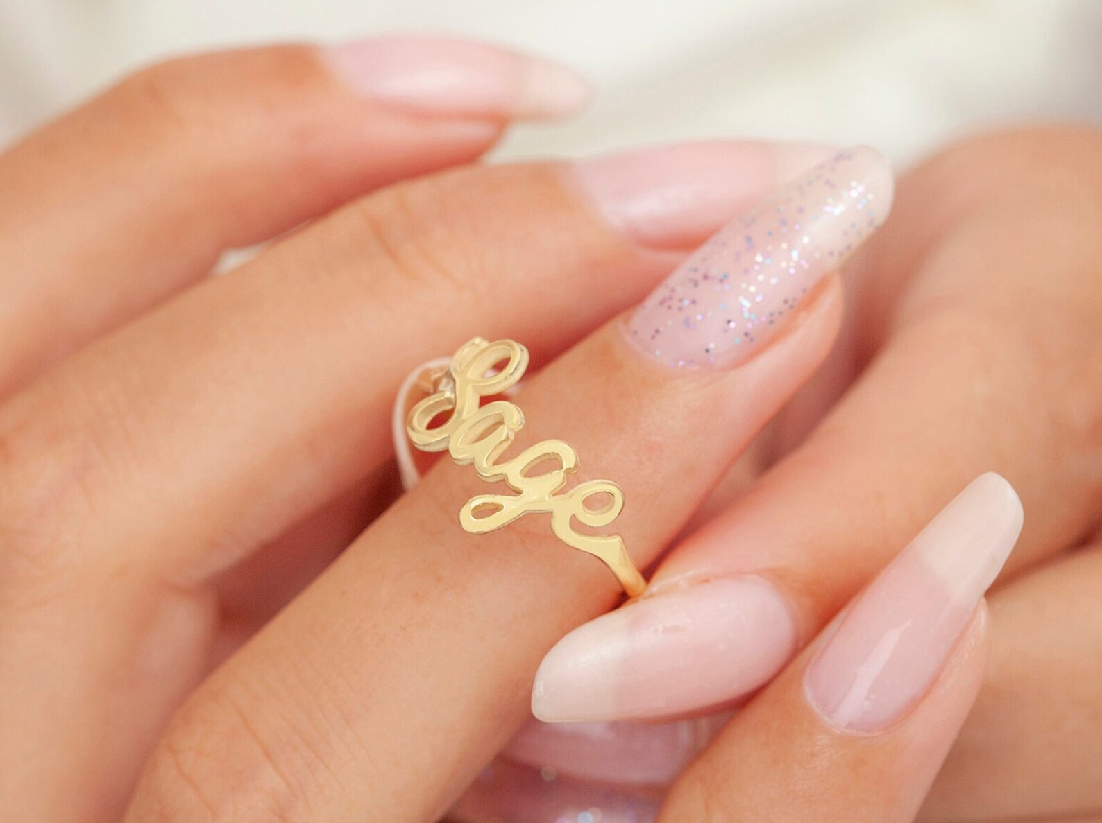 Dainty Gold Name Ring, Personalized Handwrite Name Ring, Handmade ...