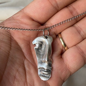 Face Pendant Necklace, Silver Face Necklace, Antique Silver Greek Face ...