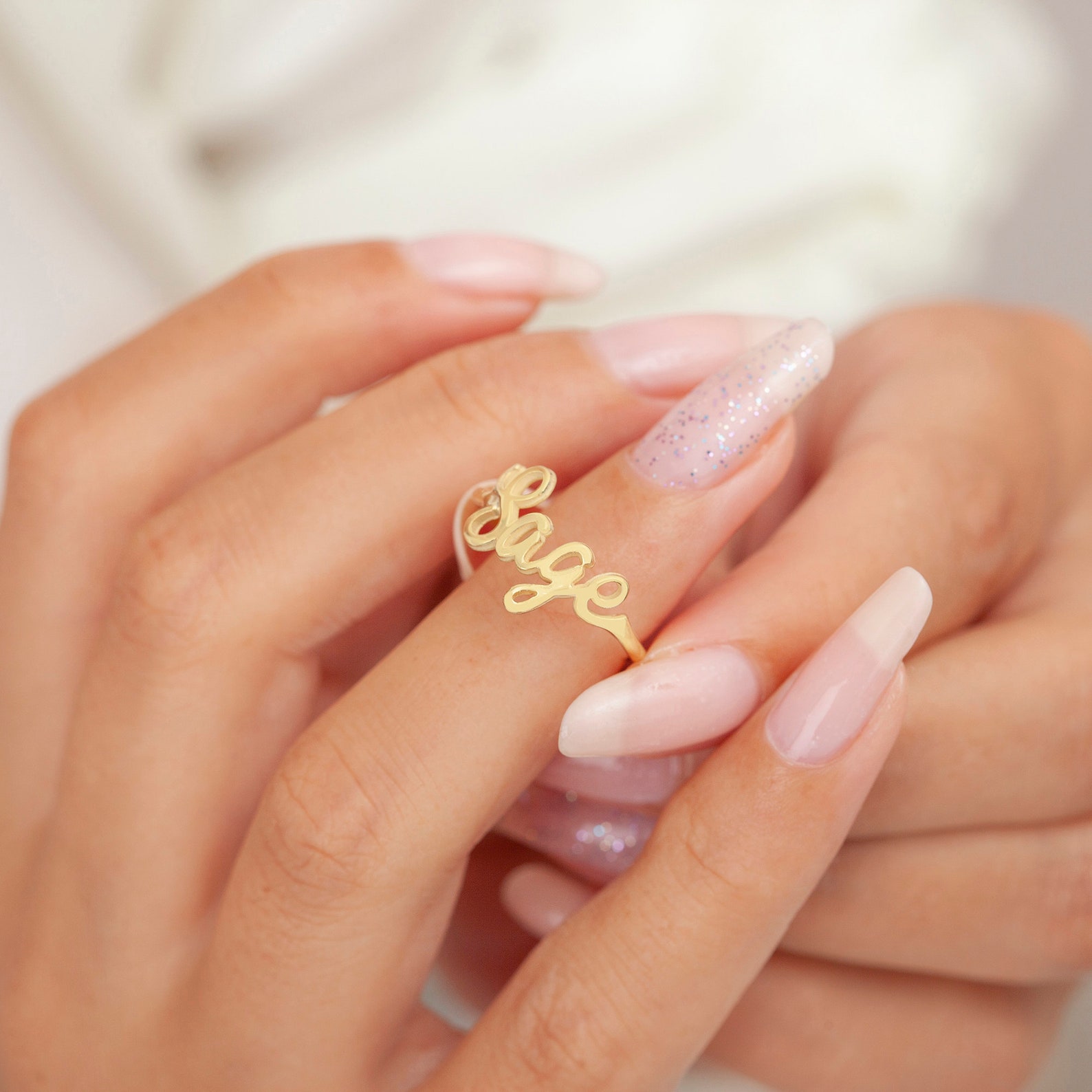 Dainty Gold Name Ring Personalized Handwrite Name Ring - Etsy