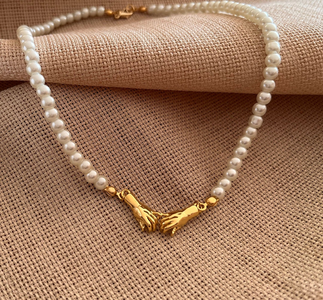 Natural Pearl Hands Necklace Pearl Design Elegant Necklace - Etsy