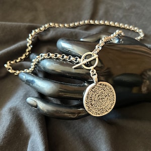 Silver Greek Coin Necklace, Toggle Clasp Necklace Sterling Silver ...