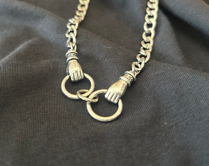 Silver Open Ended Hand Necklace, Hold on to Hope Necklace, Grasping ...