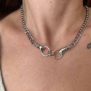 Silver Open Ended Hand Necklace, Hold on to Hope Necklace, Grasping ...